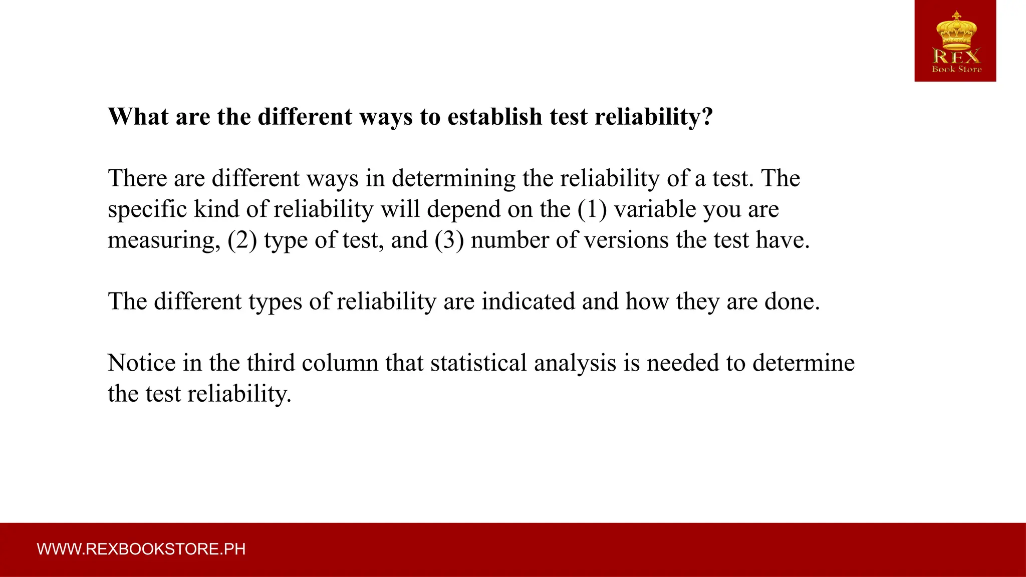 STATISTICS TEST VALIDITY TERTIARY EDUCATION | PPTX