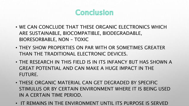 Biodegradable Electronics | PPTX | Chemistry | Science