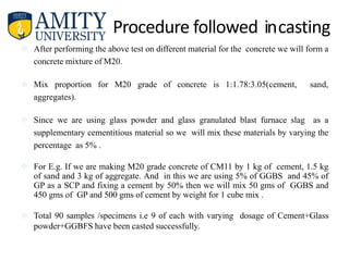 PPT ON Glass powder and GGBS Mix concrete | PPTX