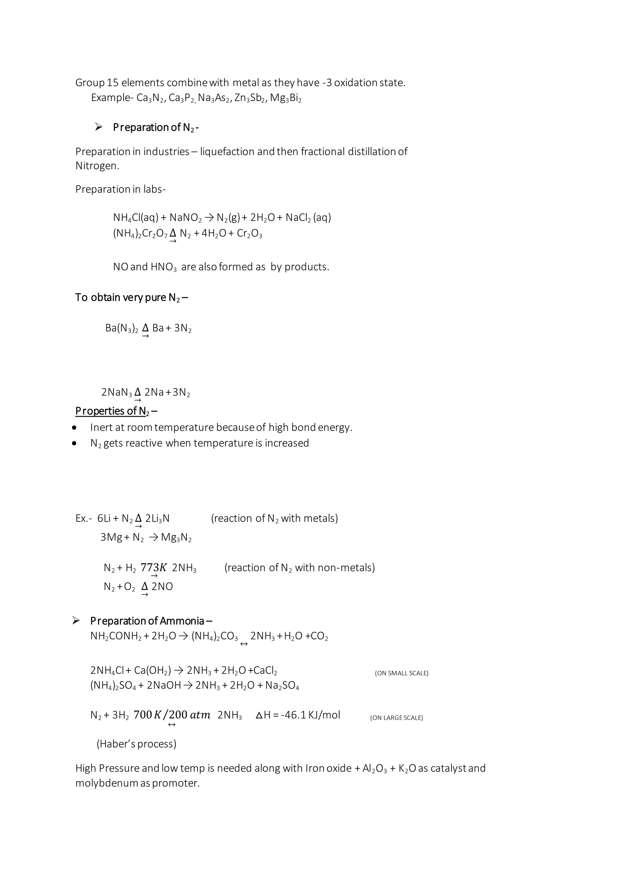 Group 15 elements - p-Block | DOCX