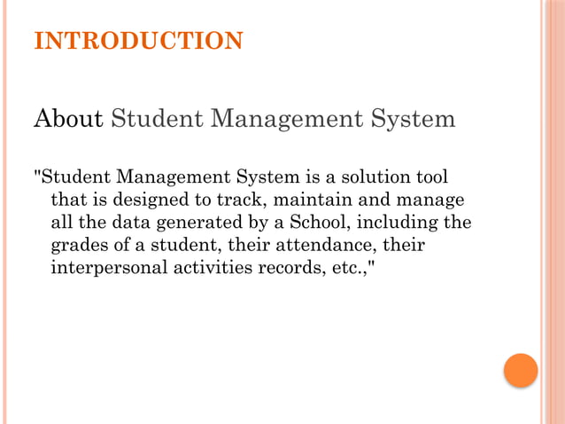Student management system project documentation | PPTX
