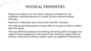 GROUP 16 elements in the periodic table. | PPTX