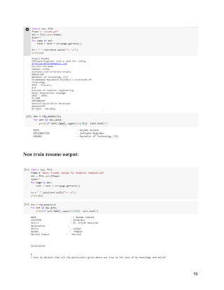 Resume and CV Summarization using NLP Report | PDF