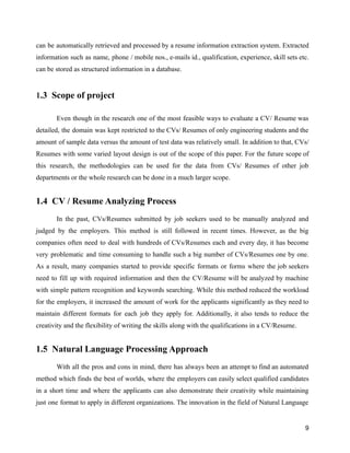Resume and CV Summarization using NLP Report | PDF
