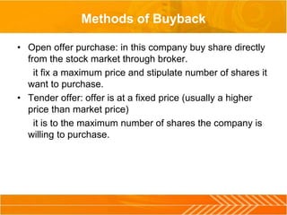 Buyback of Stocks | PPTX