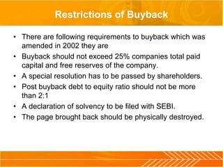 Buyback of Stocks | PPT