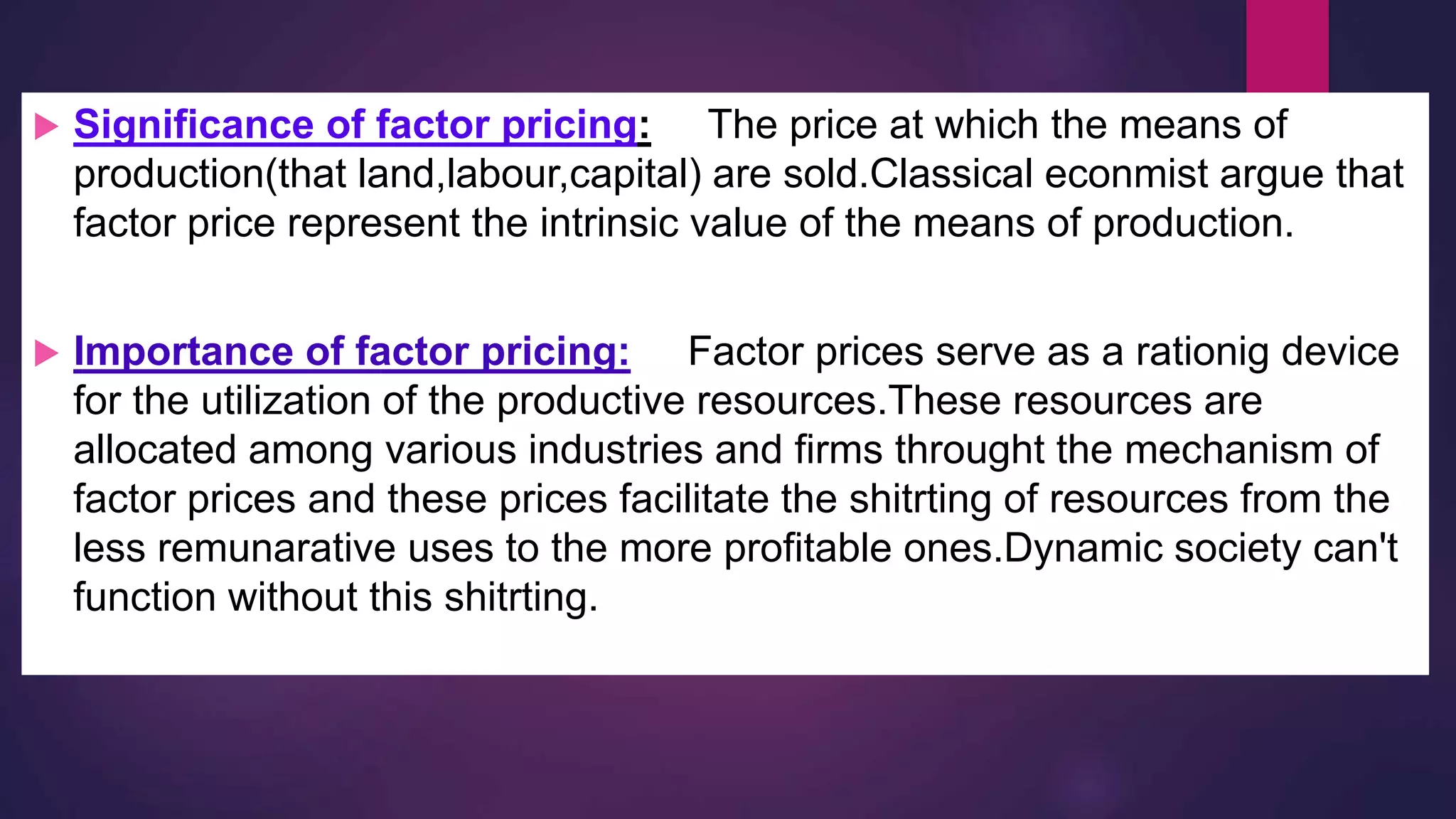 General Theory of Factor Pricing | PPTX
