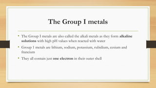 GROUP 1 AND 2 METALS Physical and chemical Properties | PPTX
