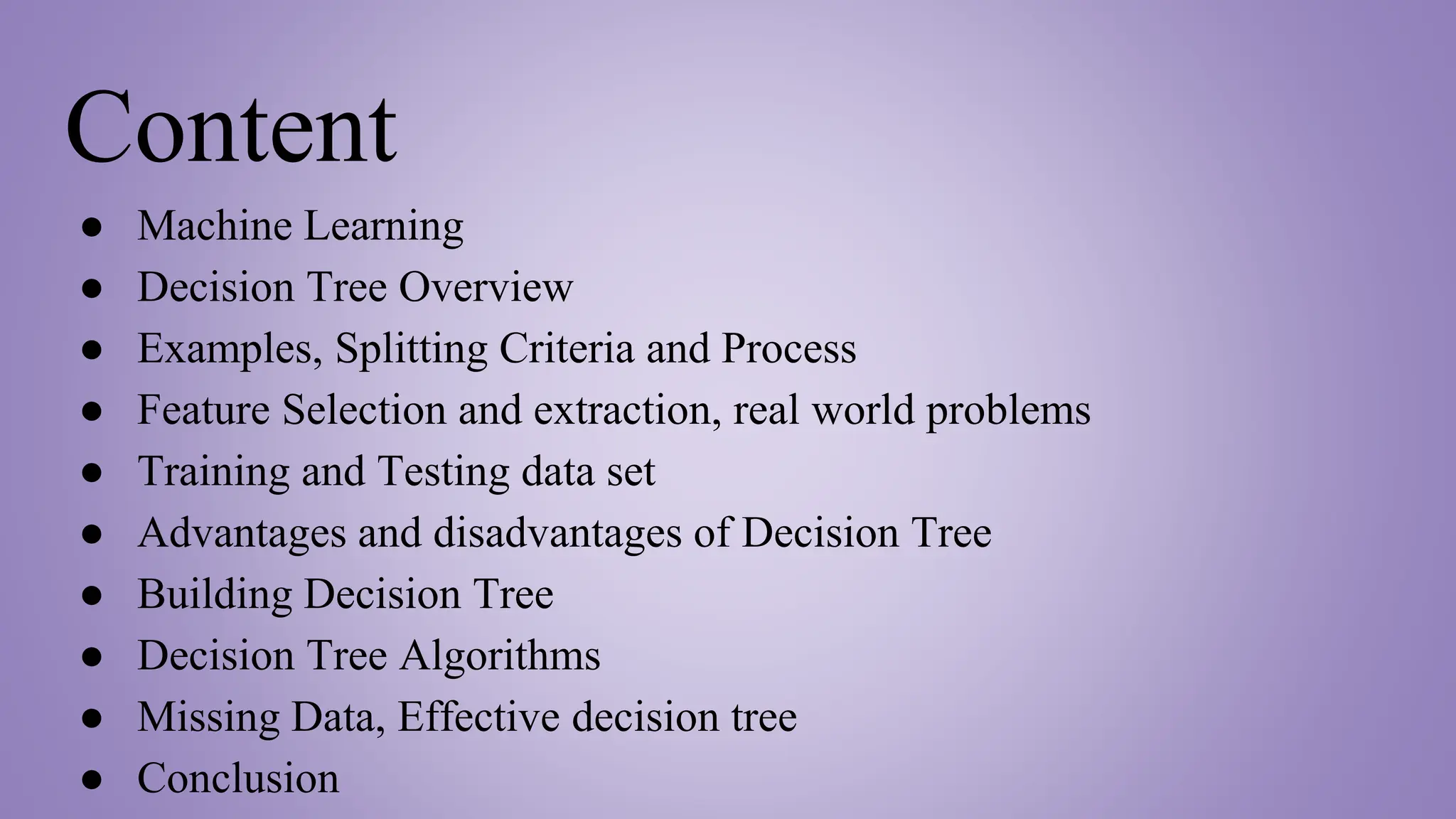 Decision Tree Machine Learning Detailed Explanation. | PPTX