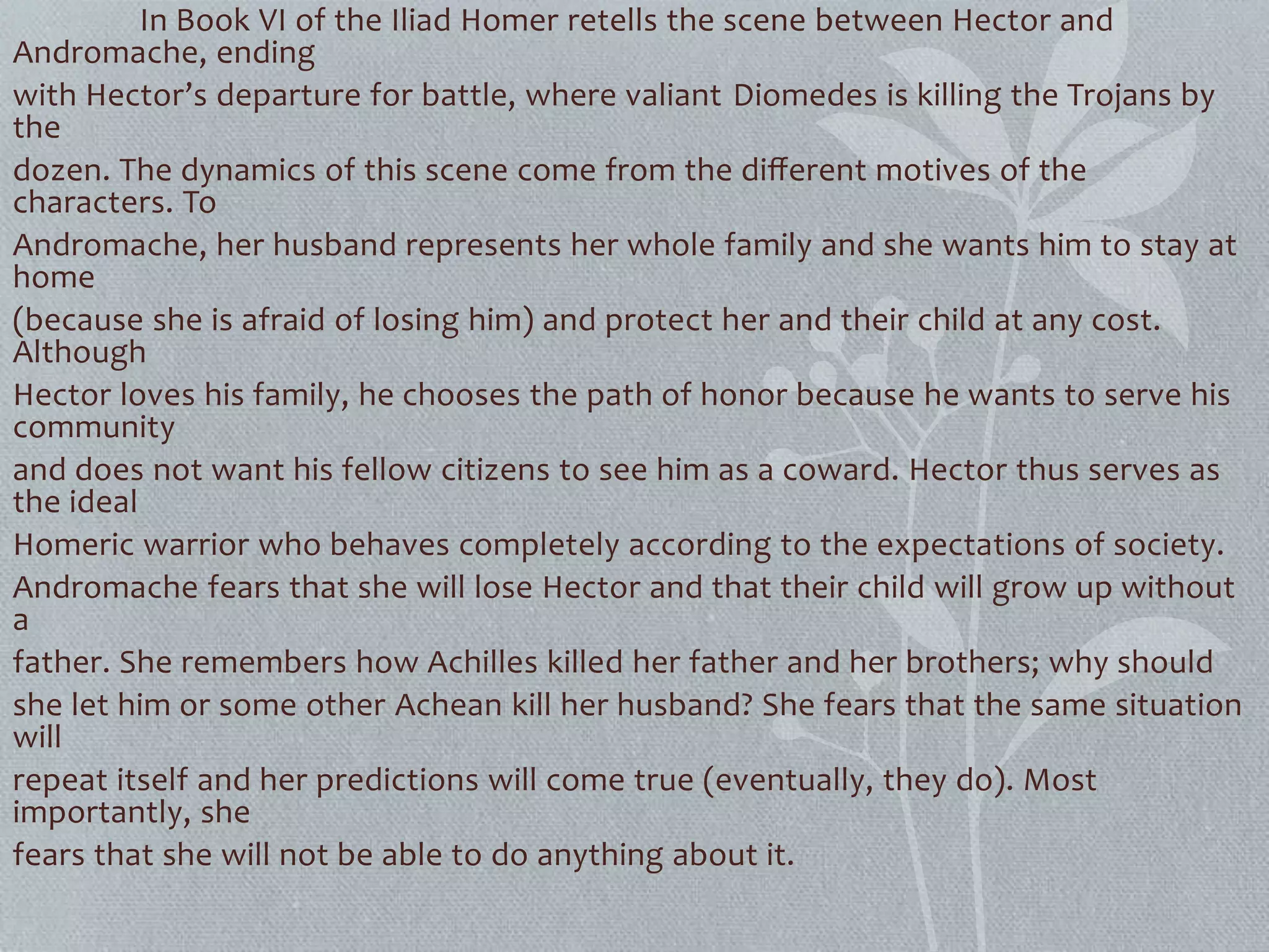 The Farewell between Hector and Andromache | PPTX