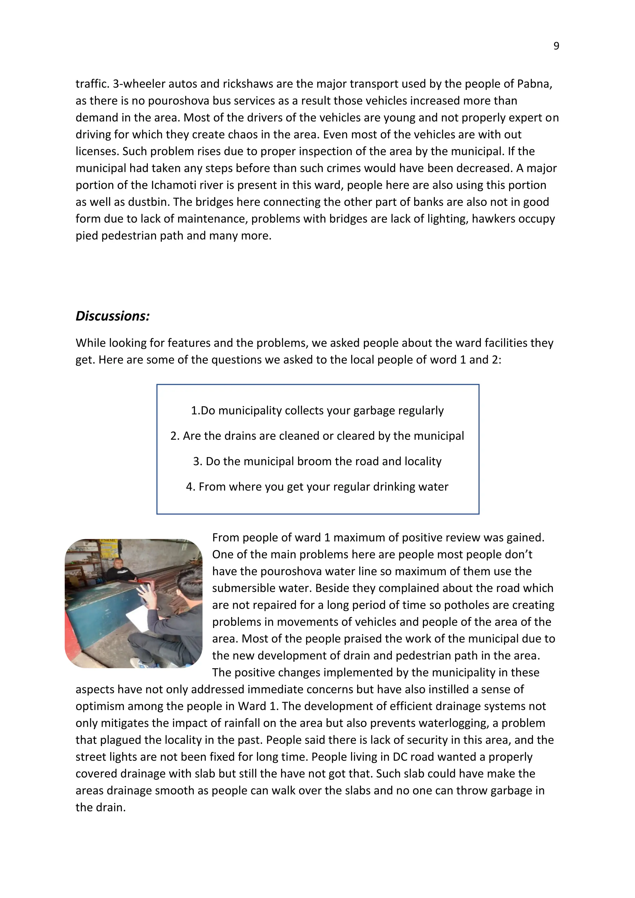 Field Report on present condition of Ward 1 and Ward 2 of Pabna ...