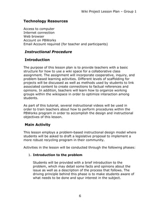 Lesson Plan: Wiki Project Group 1 | PDF