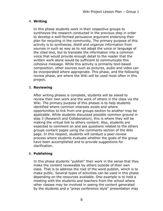 Lesson Plan: Wiki Project Group 1 | PDF