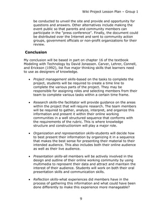 Lesson Plan: Wiki Project Group 1 | PDF