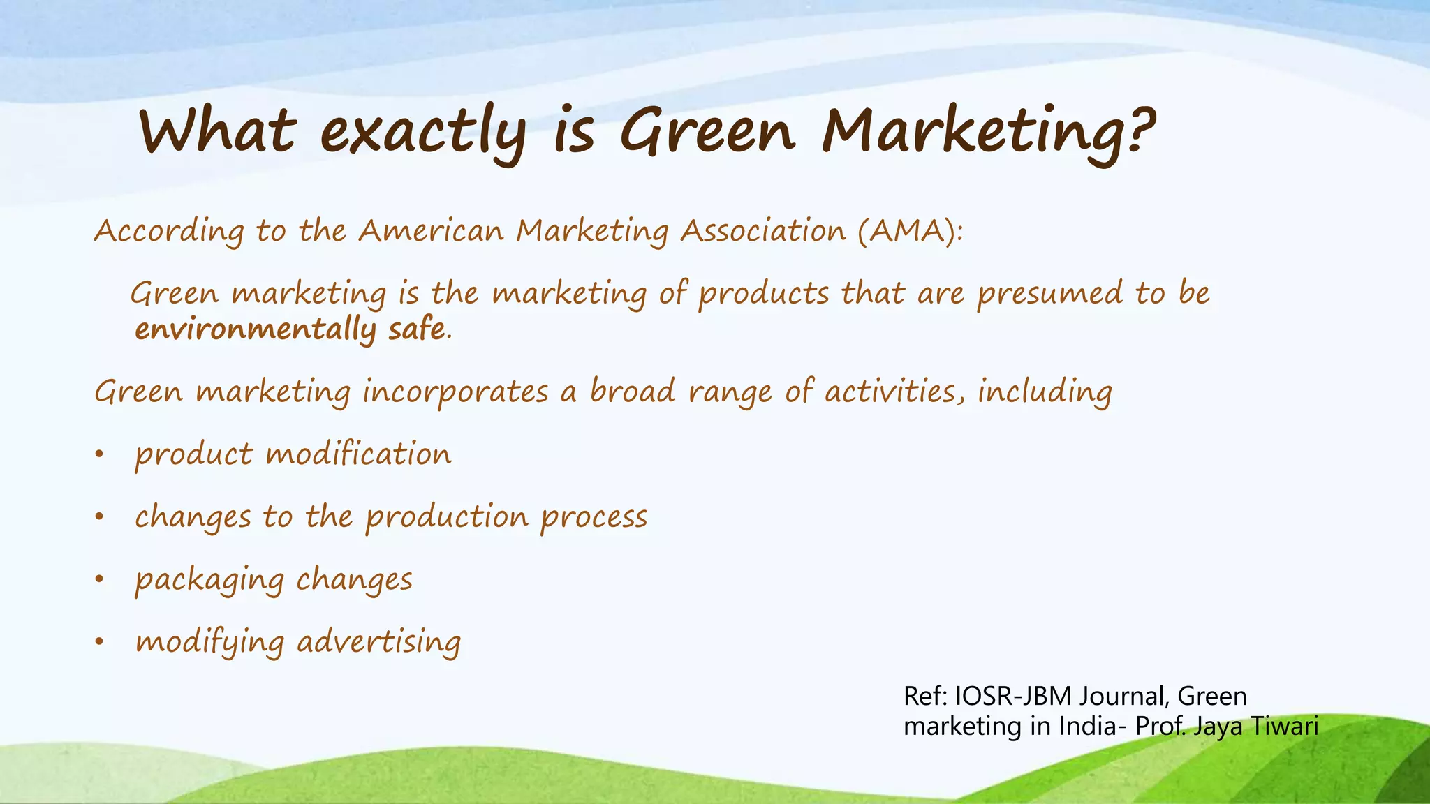 Green marketing- Marketing Management- MBA | PPTX
