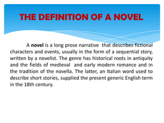 The histotry of novel | PPTX