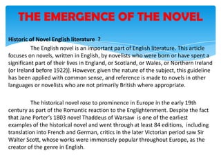 The histotry of novel | PPTX