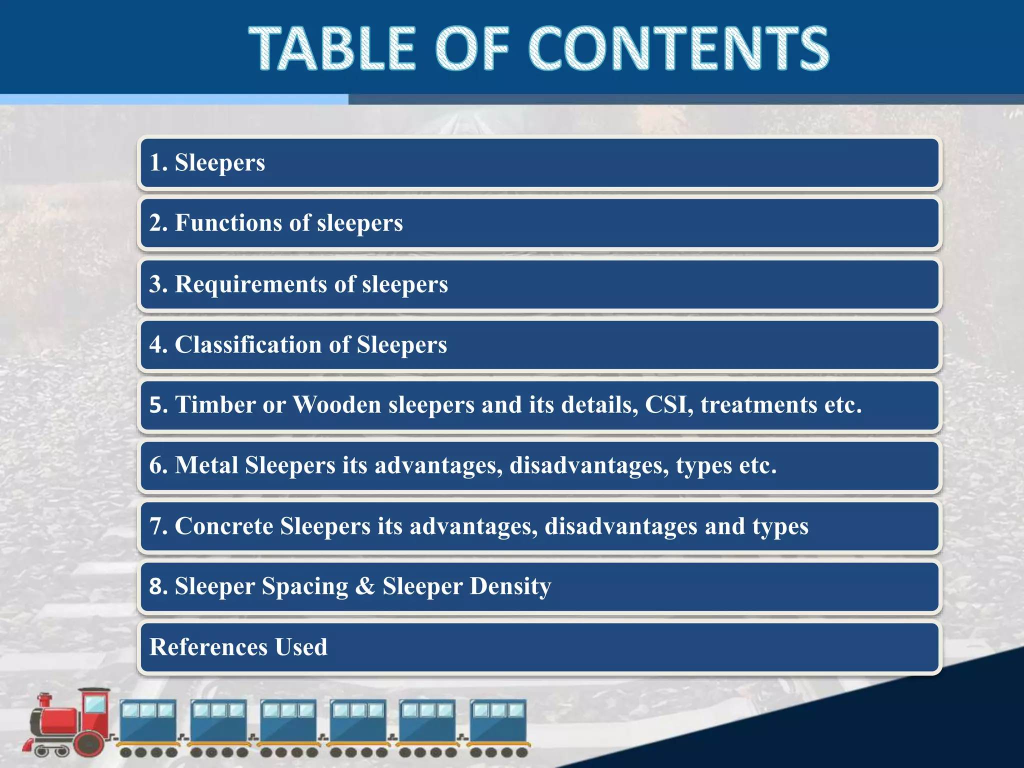 SLEEPERS - RAILWAY ENGINEERING | PPTX