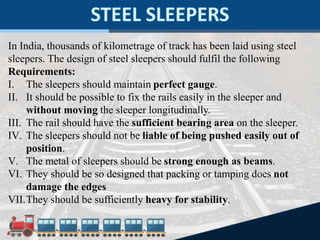 SLEEPERS - RAILWAY ENGINEERING | PPTX