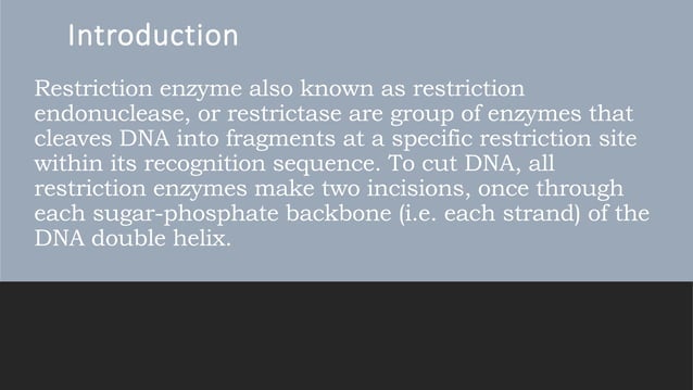 Presentation on Restriction enzyme BglII (BgIII).pptx | Chemistry | Science
