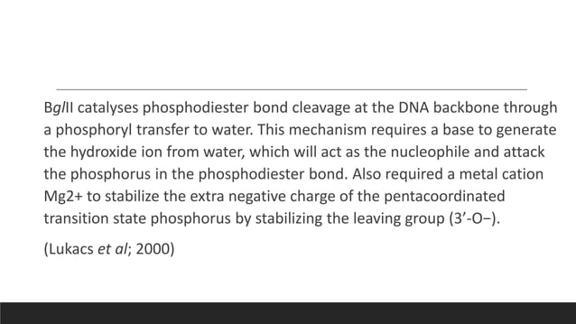 Presentation on Restriction enzyme BglII (BgIII).pptx | Chemistry | Science