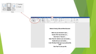 1. CREATING AND SAVING DOCUMENT 2. DISPLAYING DIFFERENT VIEW 3. WORKING WITH STYLES AND ...