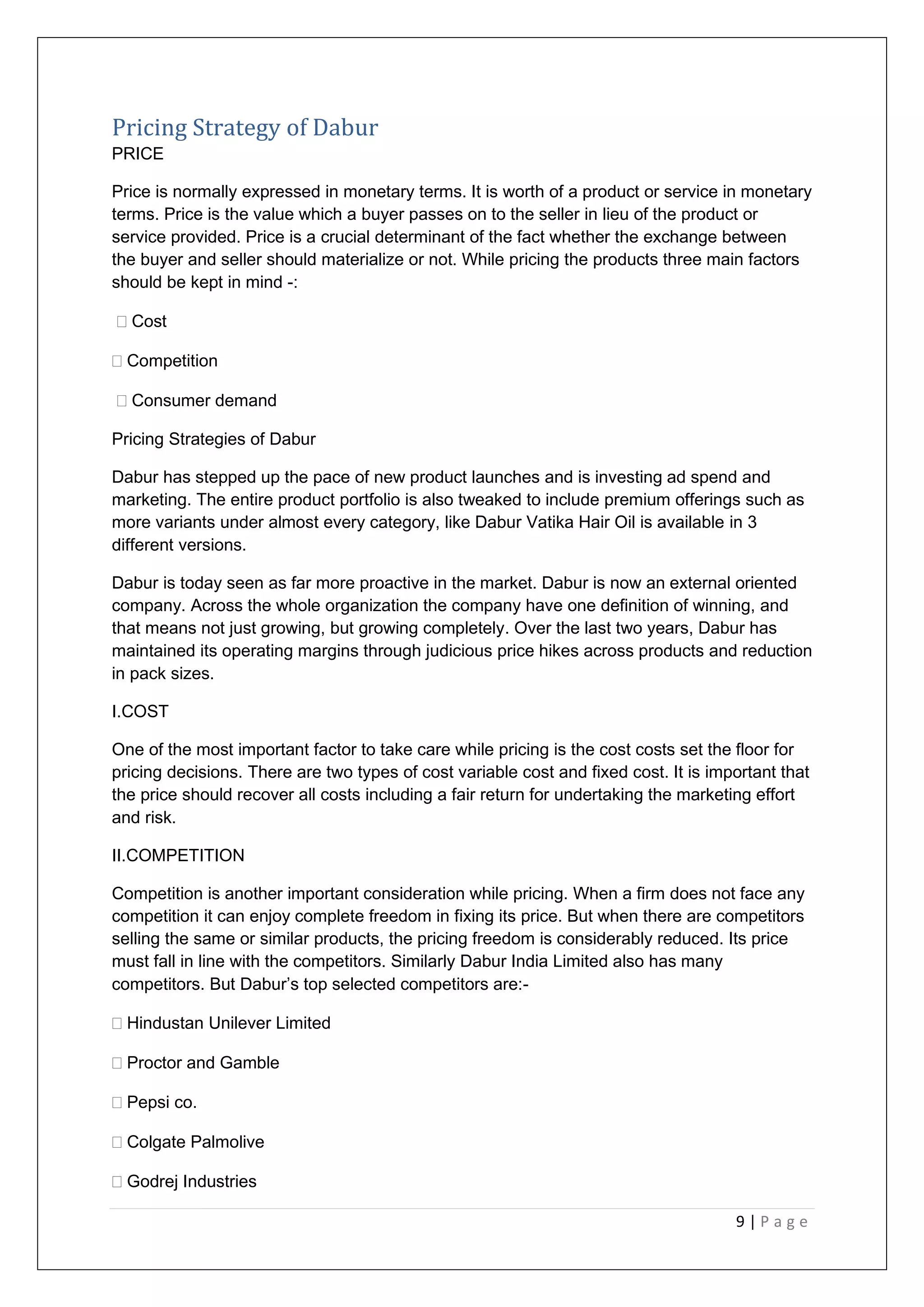 Sales & Distribution report on Dabur | PDF