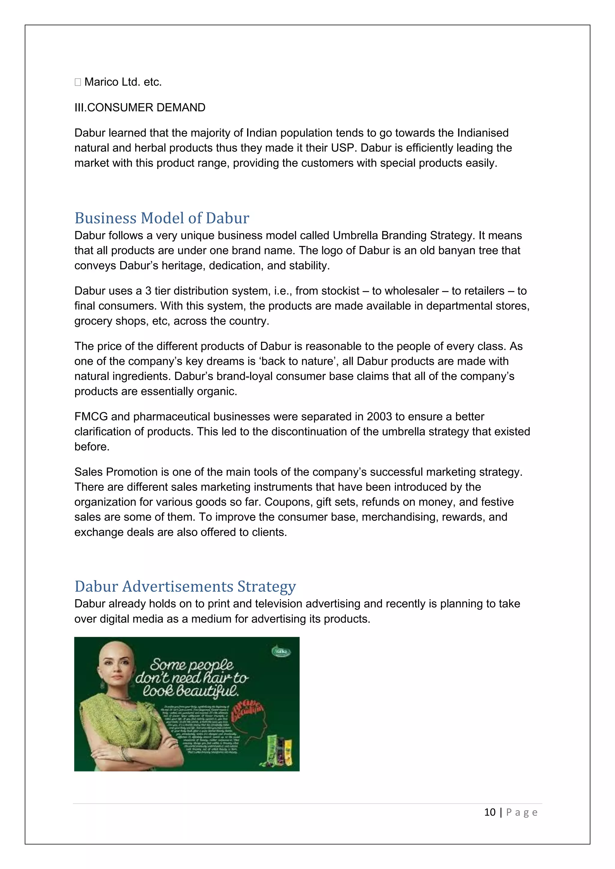 Sales & Distribution report on Dabur | PDF
