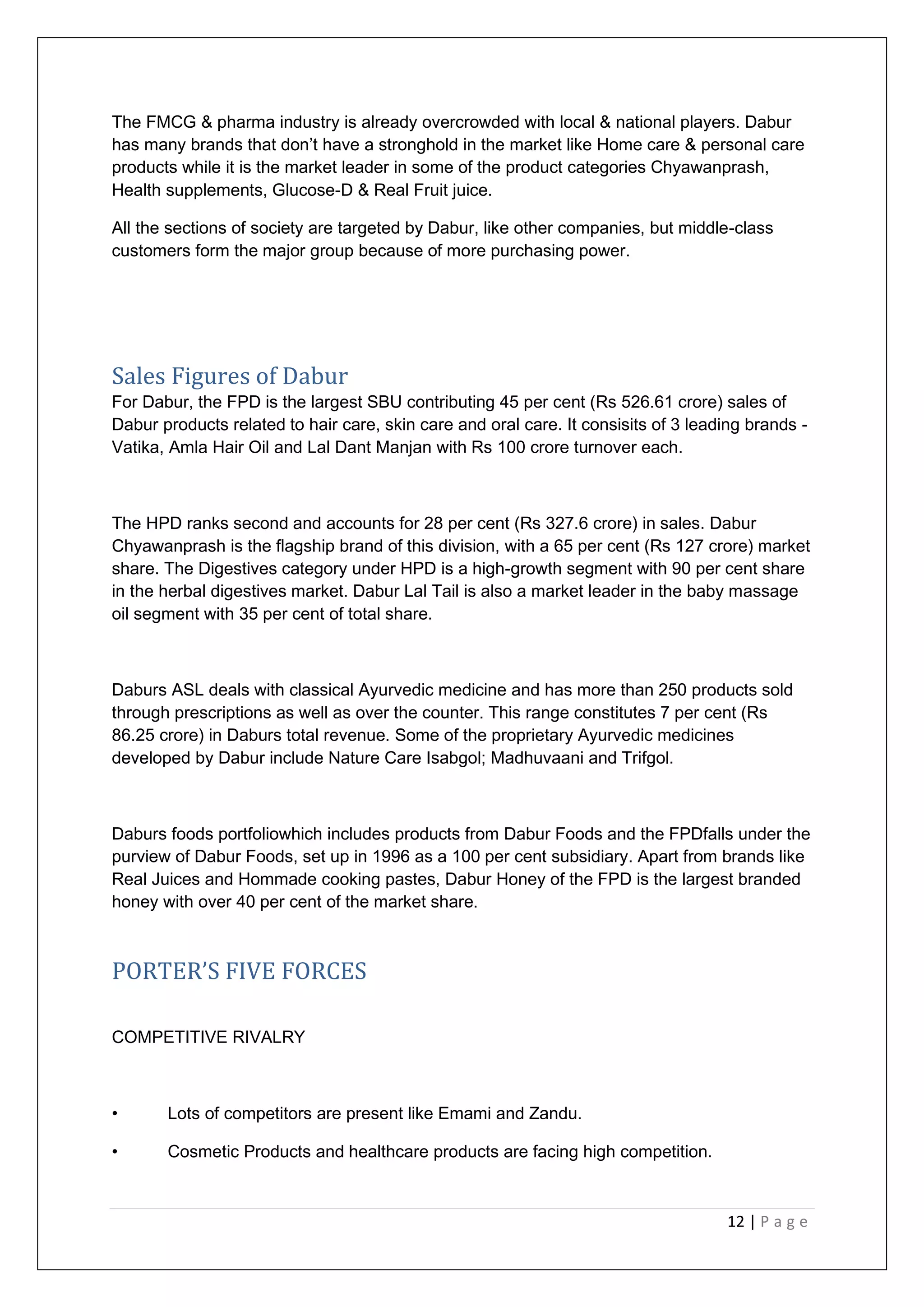 Sales & Distribution report on Dabur | PDF