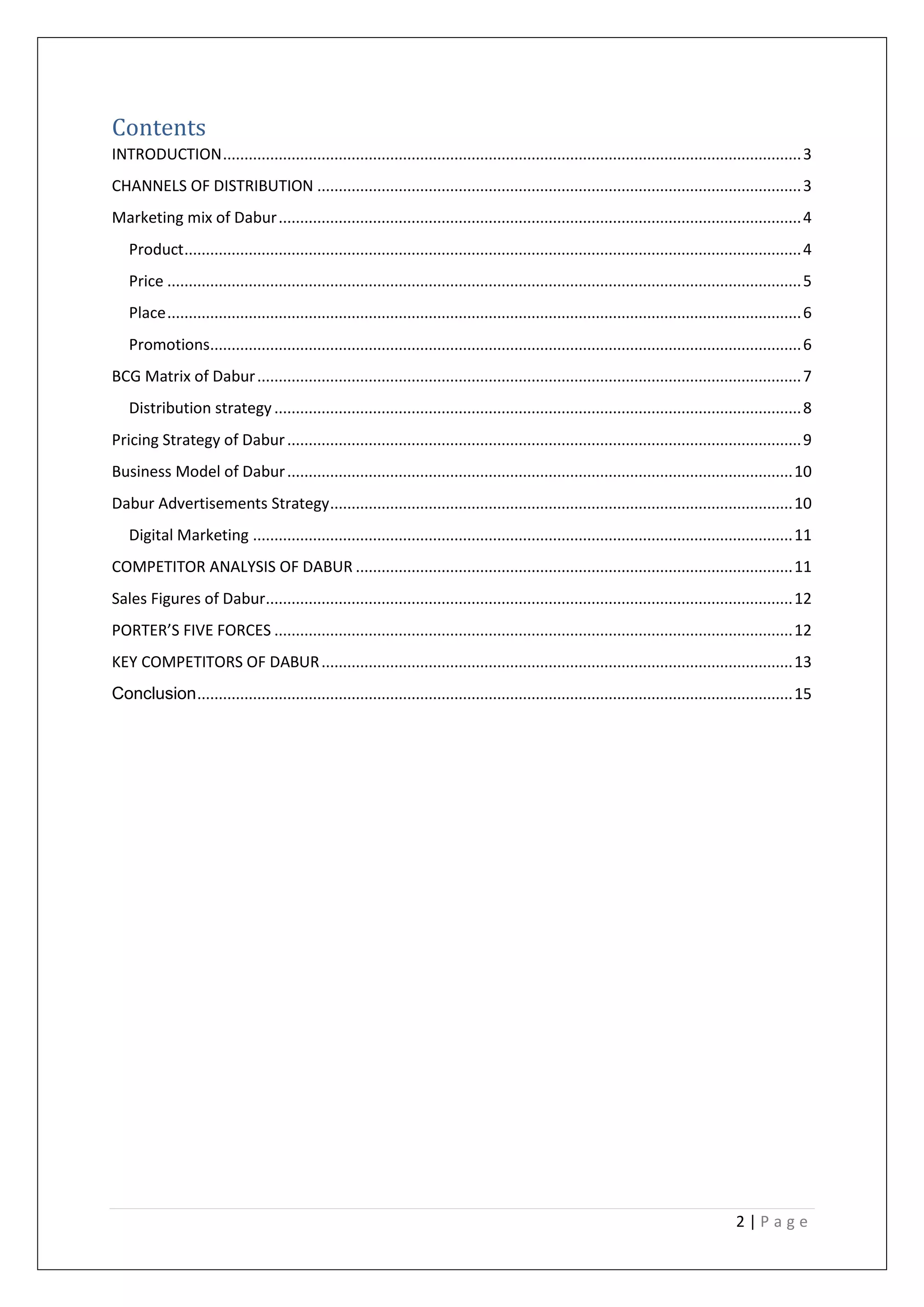 Sales & Distribution report on Dabur | PDF