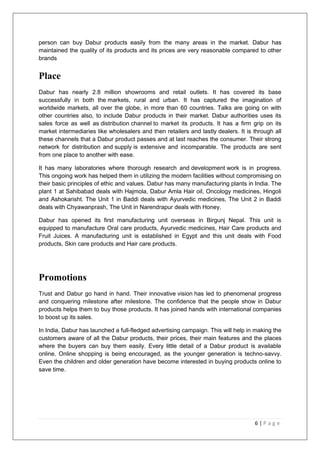 Sales & Distribution report on Dabur | PDF