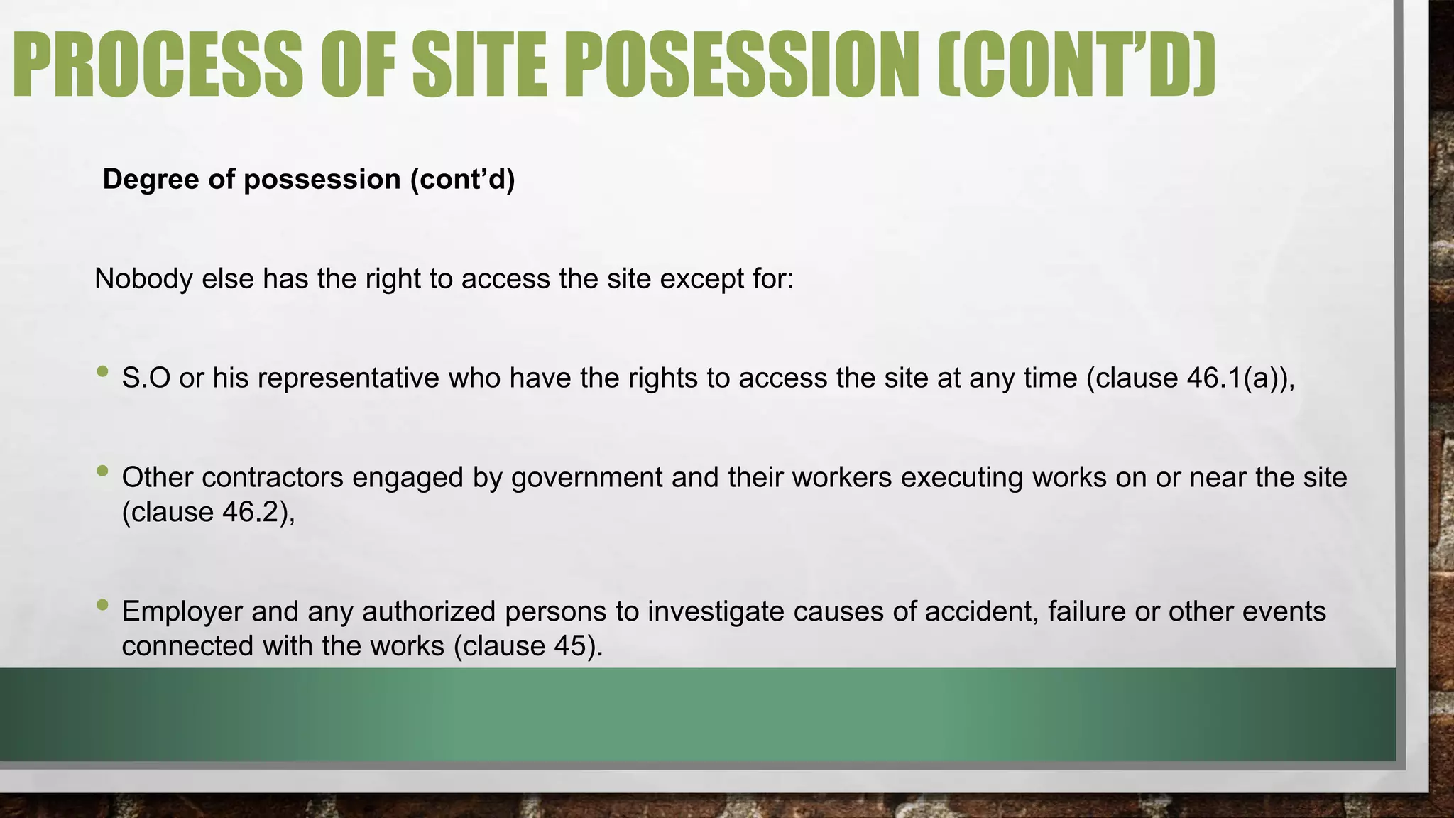Site Possession | PPTX