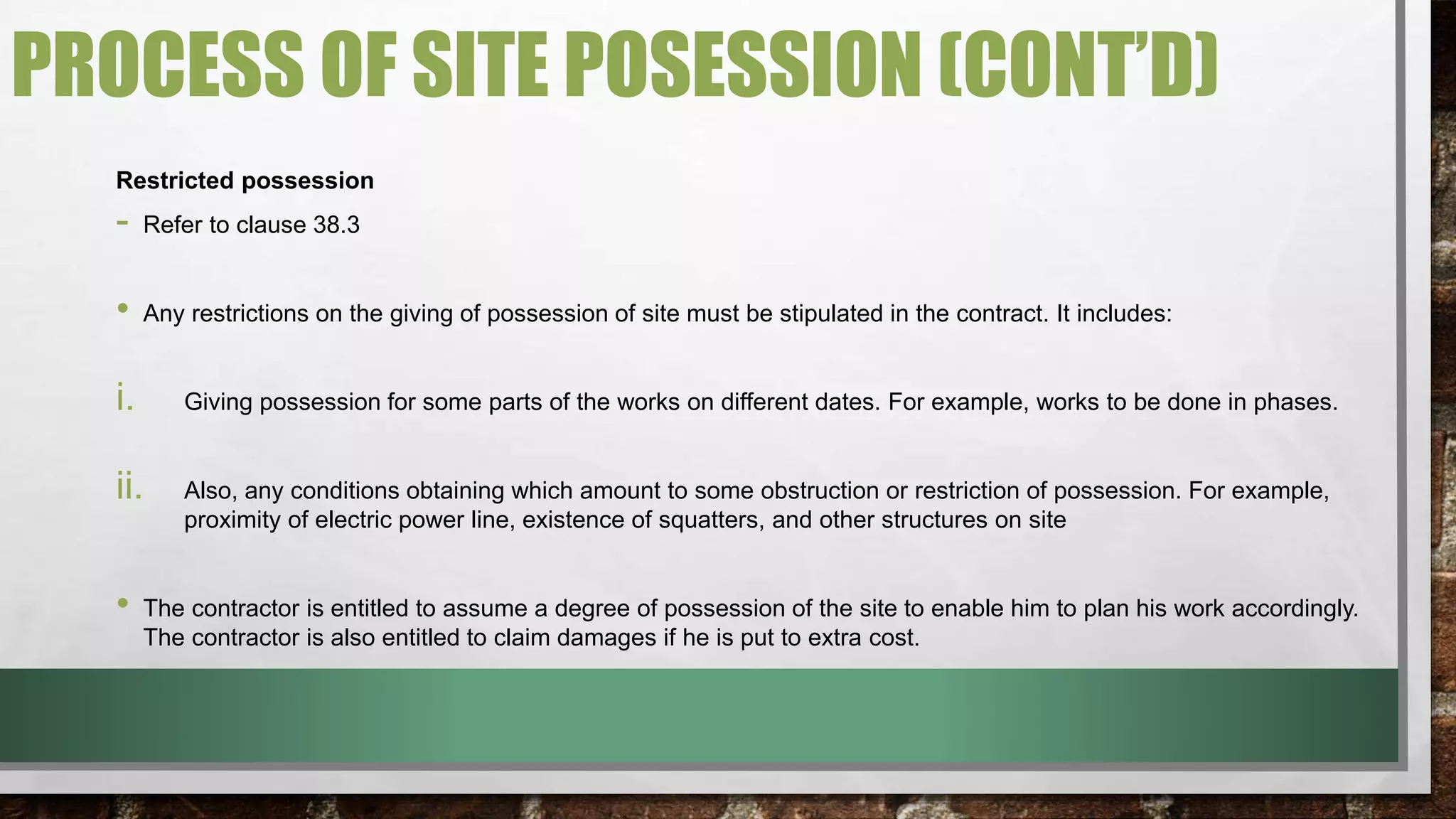 Site Possession | PPTX