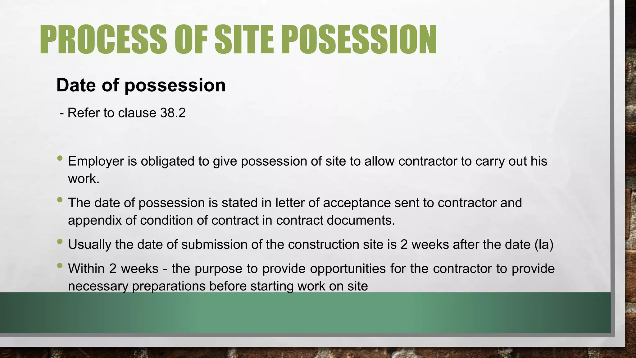 Site Possession | PPTX