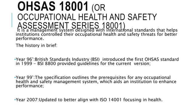 ISO 15000:1998 and ISO 18001:2007 | PPT