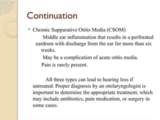 Disorder of the external and middle ear, otitis media and otosclerosis ...