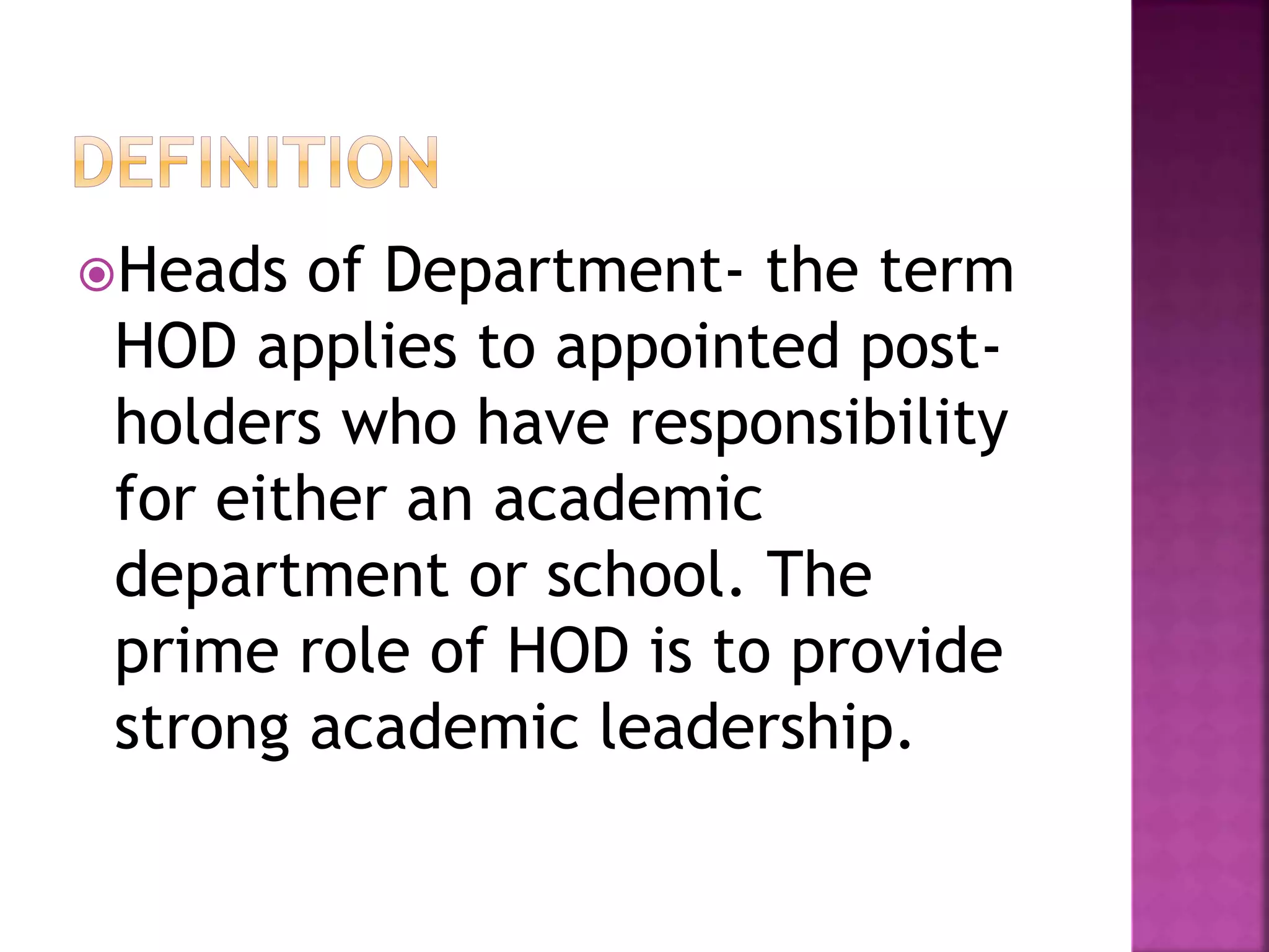 Group 2 Presentation - Roles and Responsibilities of HODs | PPTX