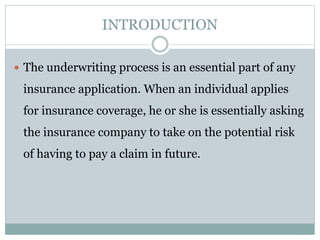 Underwriting in Insurance | PPTX