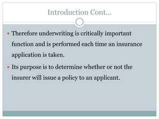 Underwriting in Insurance | PPTX