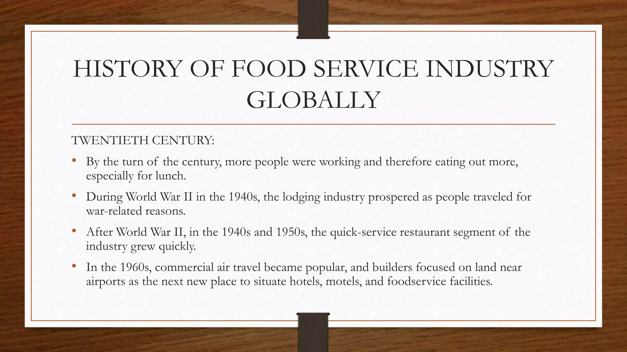 History of Food Service Industry | PPTX