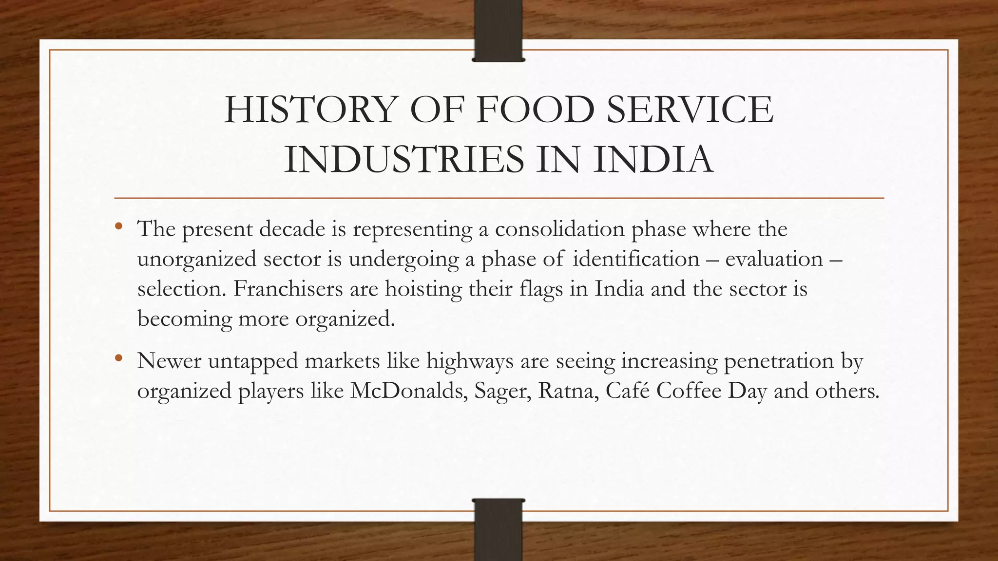 History of Food Service Industry | PPTX