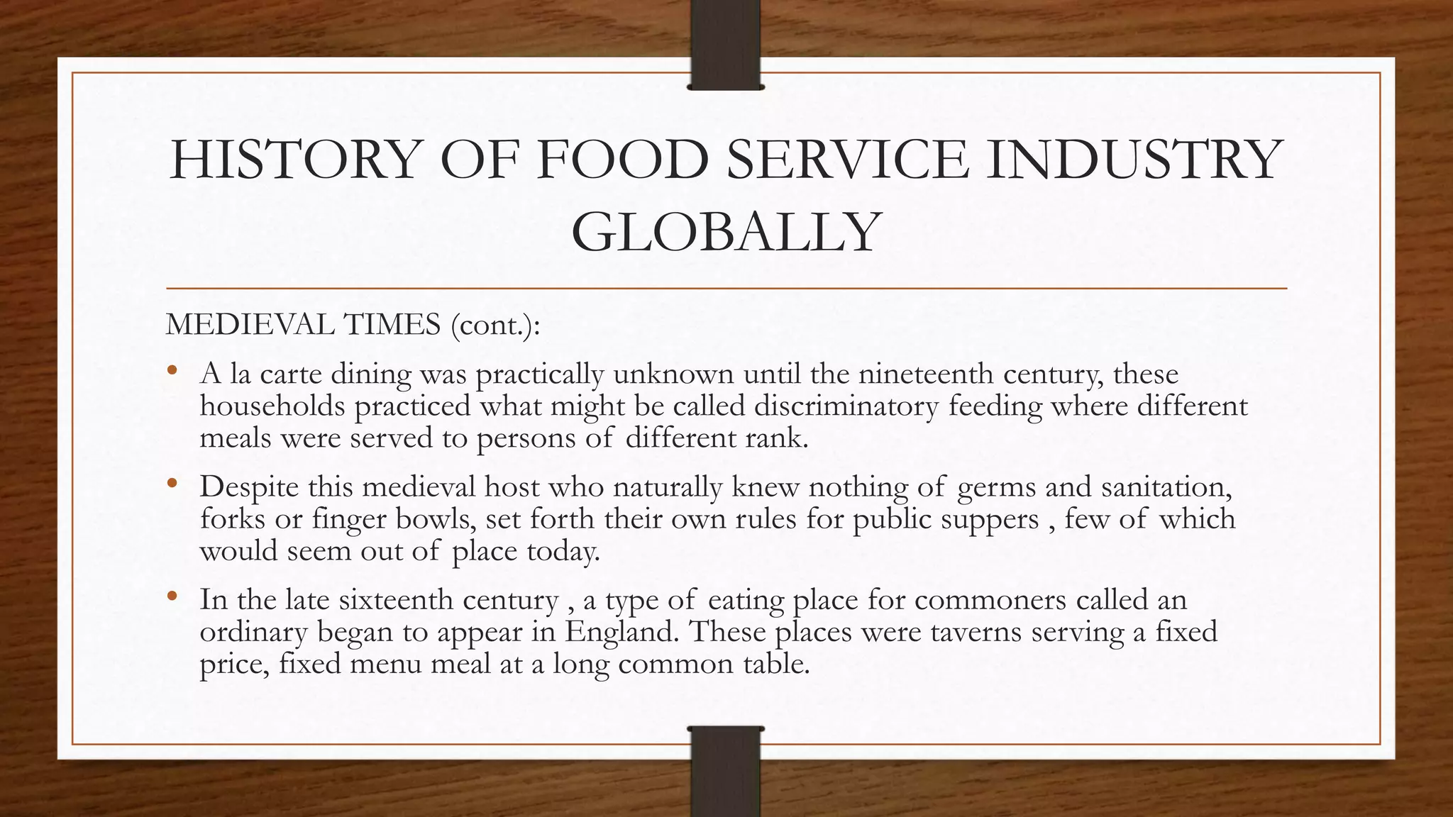 History of Food Service Industry | PPTX