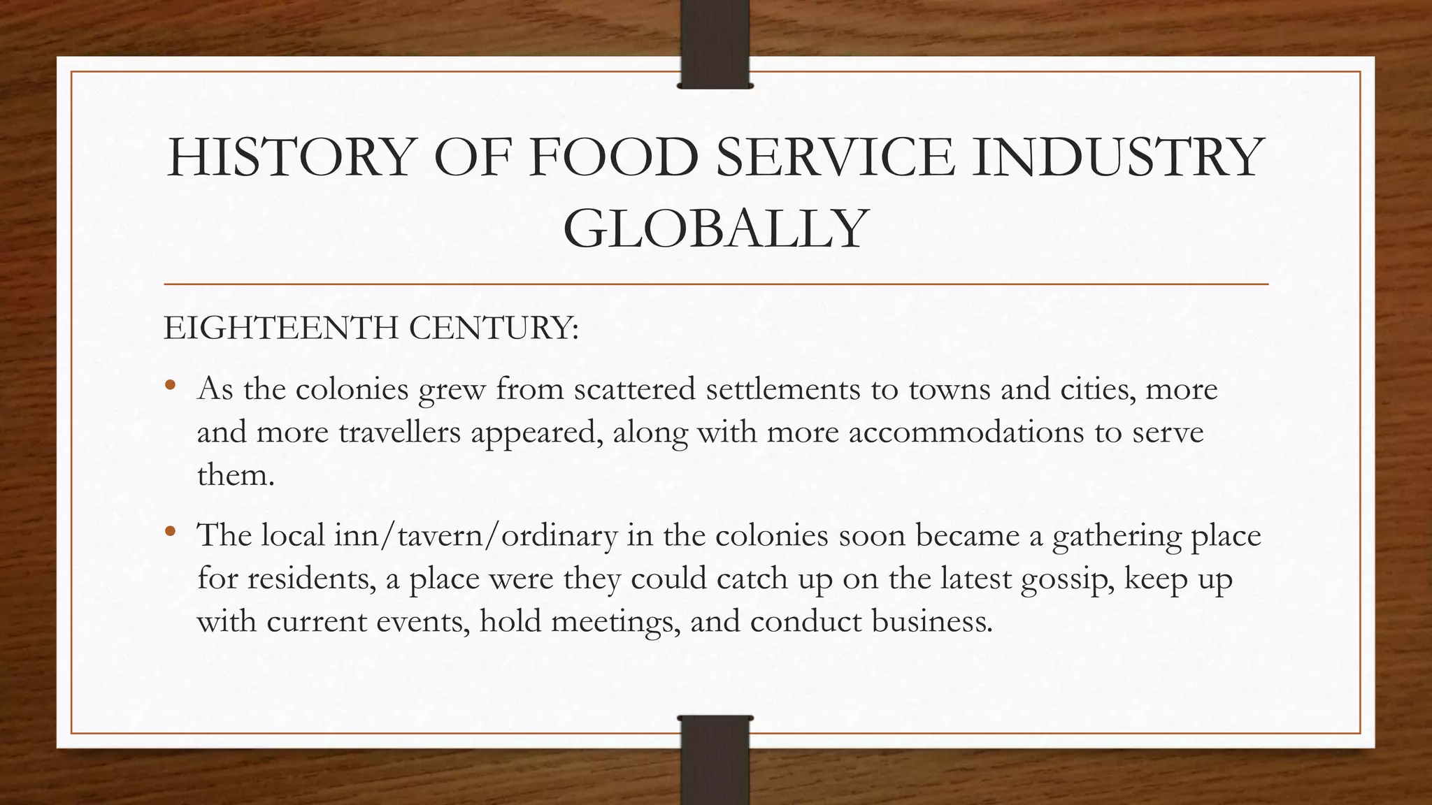History of Food Service Industry | PPTX
