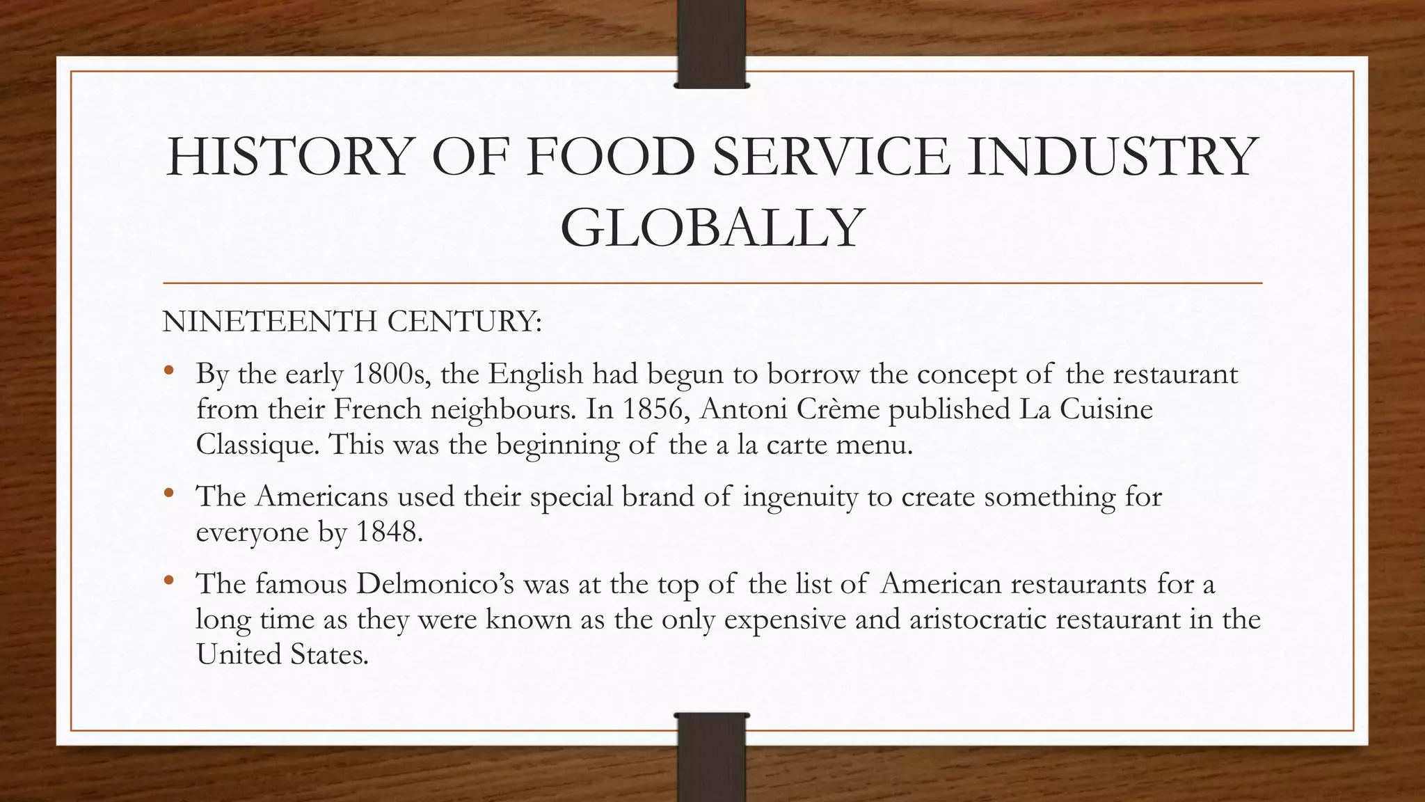 History of Food Service Industry | PPTX