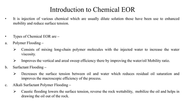Chemical EOR | PPTX | Chemistry | Science