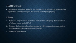 Structures, Names and Physical Properties of Alcohol | PPTX