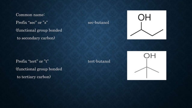 Structures, Names and Physical Properties of Alcohol