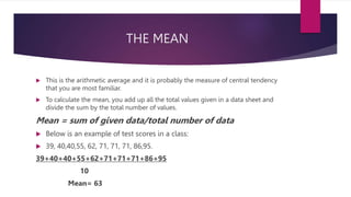 Statistics " Measurements of central location chapter 2" | PPTX