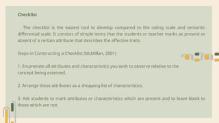 Methods of Assessing Affective Learning Outcomes | PPTX