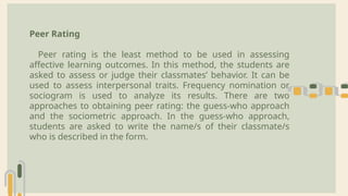 Methods of Assessing Affective Learning Outcomes | PPTX